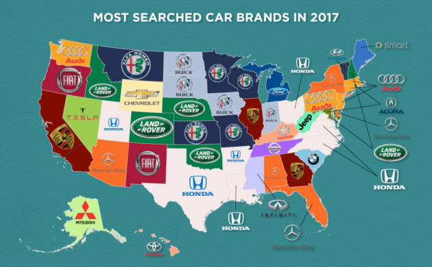 The Most Searched Car Brand in Each State - Info Carnivore